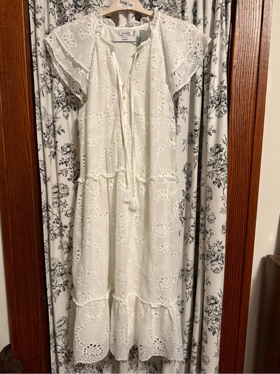 Chico's | Dresses | Chicos White Eyelet Midi Dress Sz 4 Nwot | Poshmark